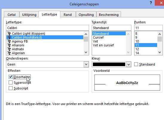 In excel, hoe kun je een tekst 'doorstrepen'? - GoeieVraag