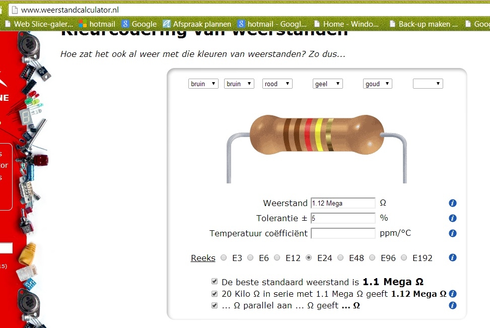 wat is de waarde van een weerstand met bruin, bruin, rood, geel, goud ...